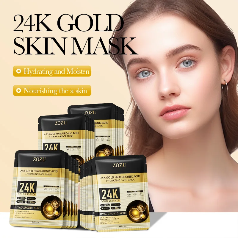 10pcs 24K Golden Hyaluronic Acid Face Mask Facial skincare Firming ...