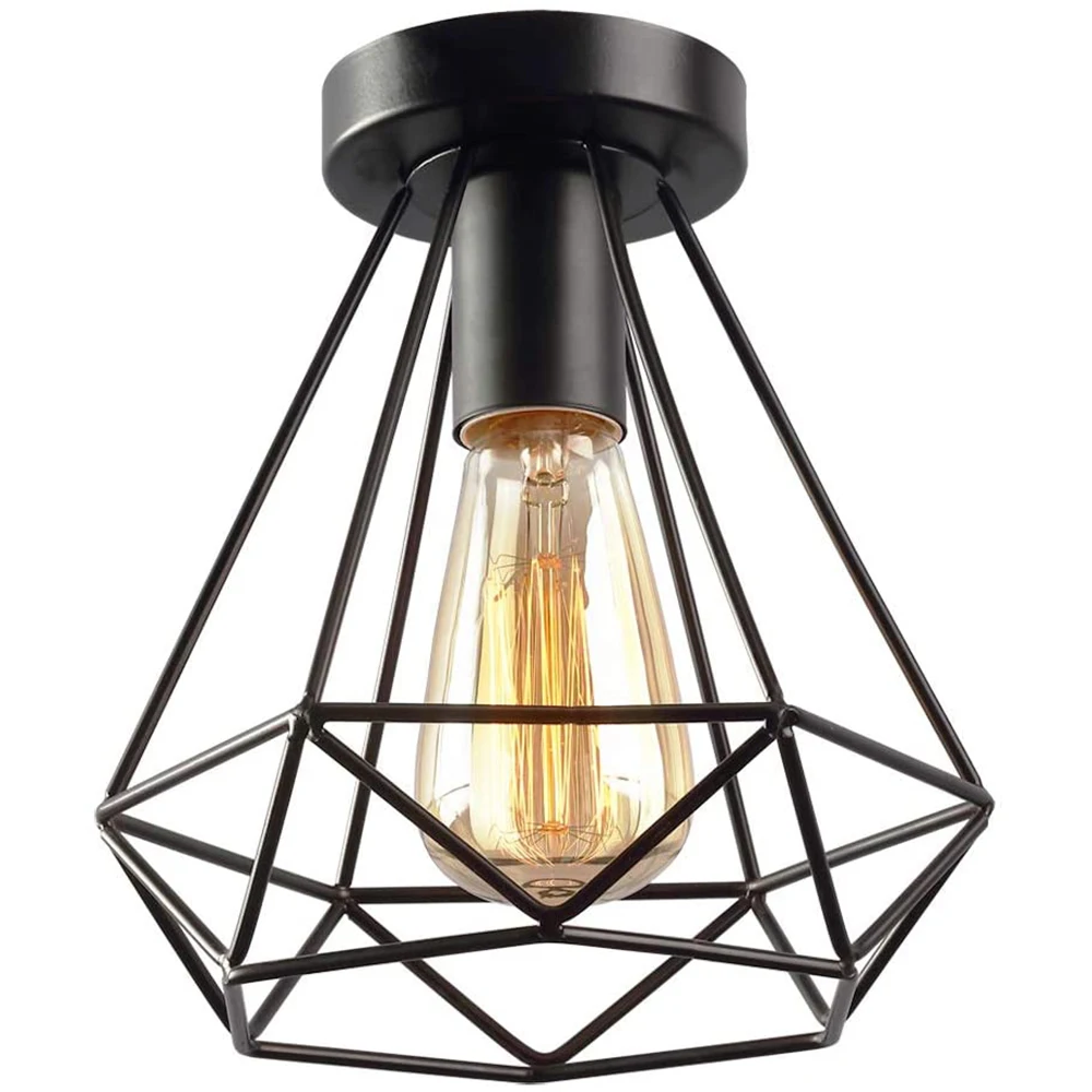 Ceiling-Lights-Iron-Black-Ceiling-Lamp-Retro-Iron-Cage-Fixtures-Abajur ...