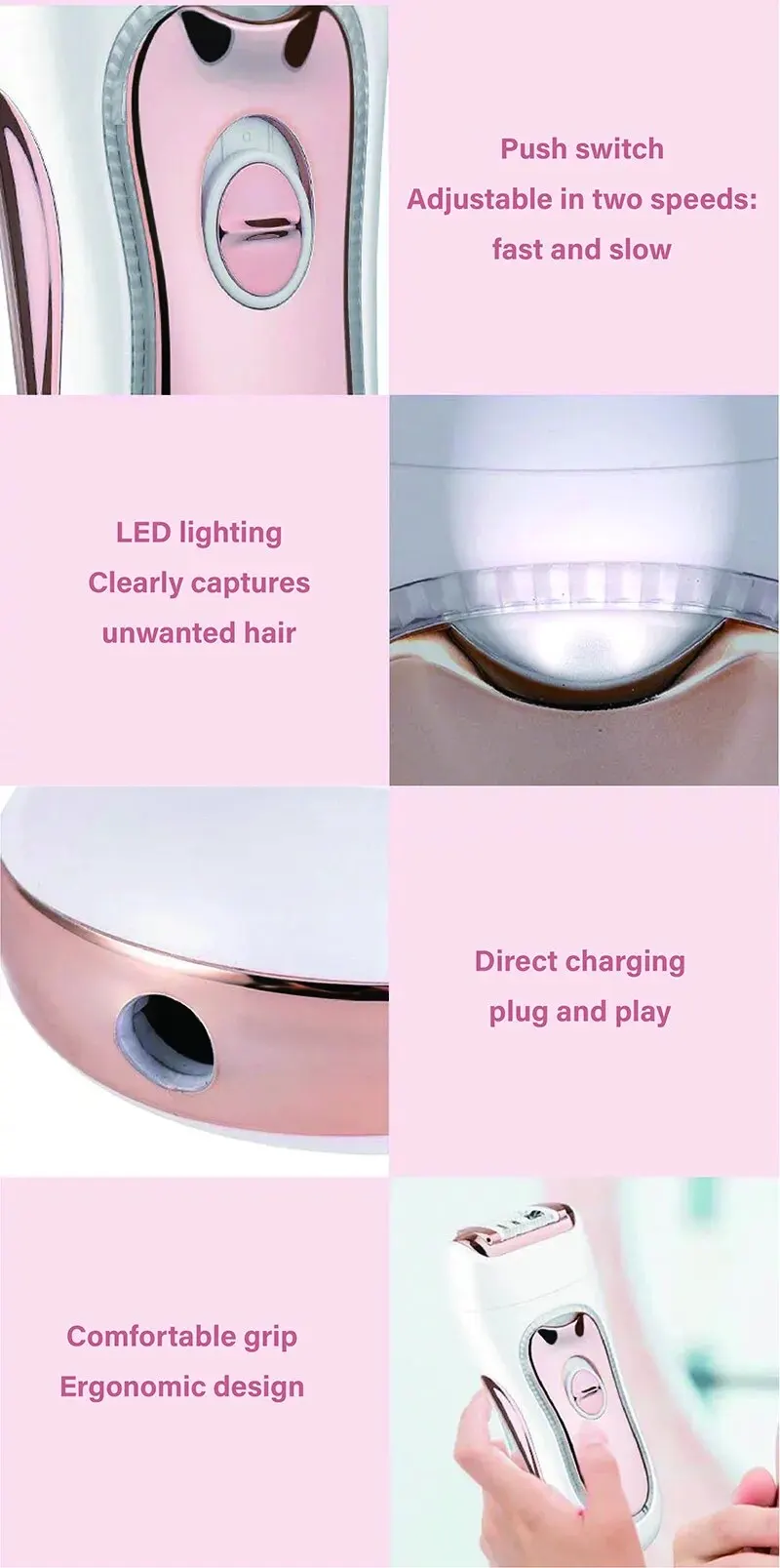 Épilation Épilateur Électrique Balle Rasoir Rechargeable Corps Aine ...