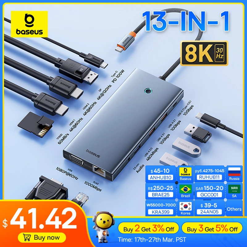 Baseus-USB-Type-C-to-HDMI-Compatible-HUB-Adapter-13-In-1-DP-4K-60Hz ...
