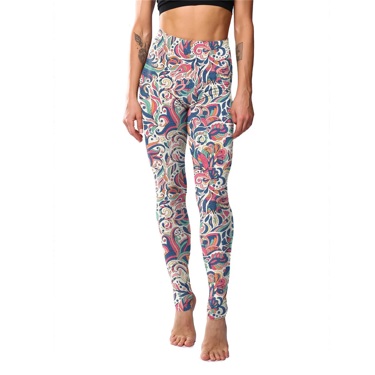 Floral Leggings High Waist Paisley Printed Legging For Women Highly ...