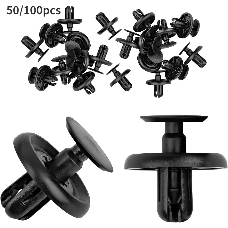 50Pcs-100pcs-Diameter-7mm-Black-Plastic-Auto-Fasteners-Rivets-Clips ...