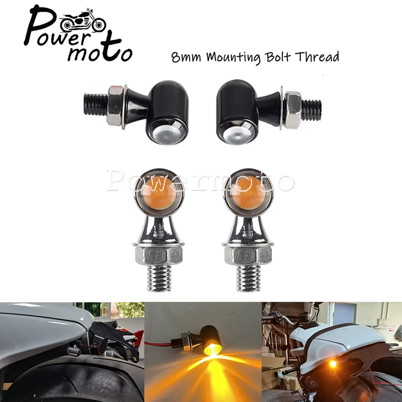 Universal Motorcycle LED Turn Signals Light 8mm Bolt Mini Bullet Moto ...