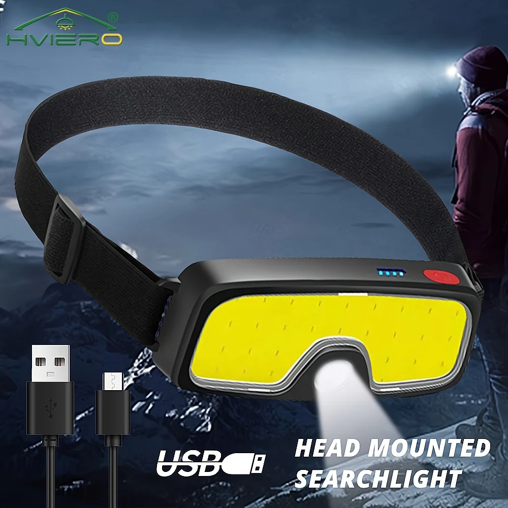 Head-Mounted-Lamp-Bright-COB-10W-LED-USB-Rechargeable-Headlamp-for ...