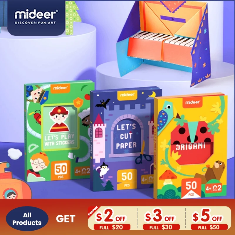 Mideer Children DIY Toys Sticler Origami Paper Cut 3D Cartoon Color ...