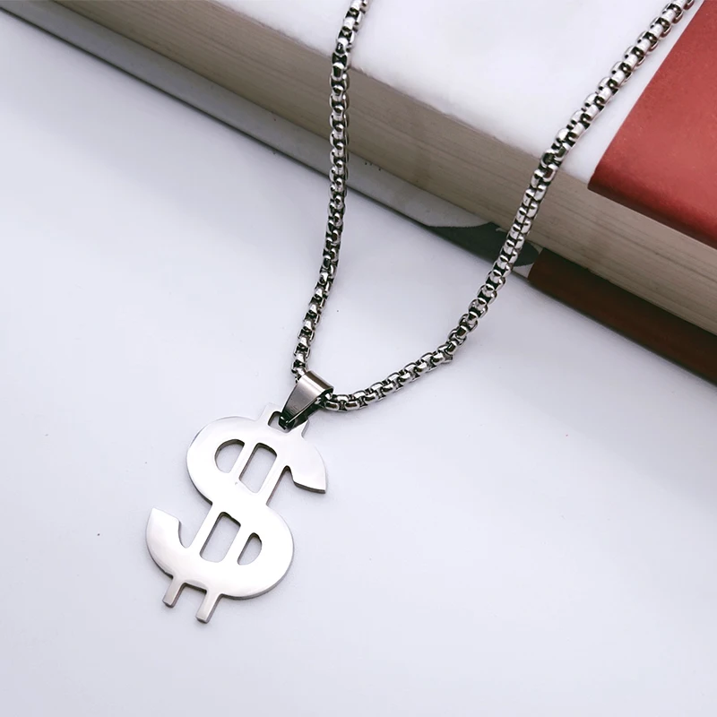 Men necklace stainless steel fashion money pendant chain necklace men ...