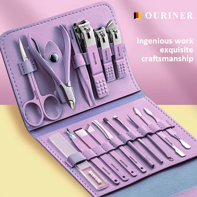 Professional-Manicure-Set-12-16-Pcs-Full-Function-Kit-Stainless-Steel ...