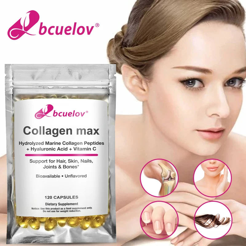Bcuelov Collagen Max Hydrolyzed Marine Collagen Peptides Hyaluronic ...