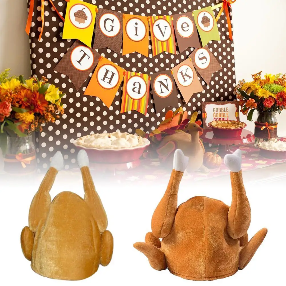 Plush-Roasted-Thanksgiving-Turkey-Hat-Novelty-Cooked-Chicken-Bird ...