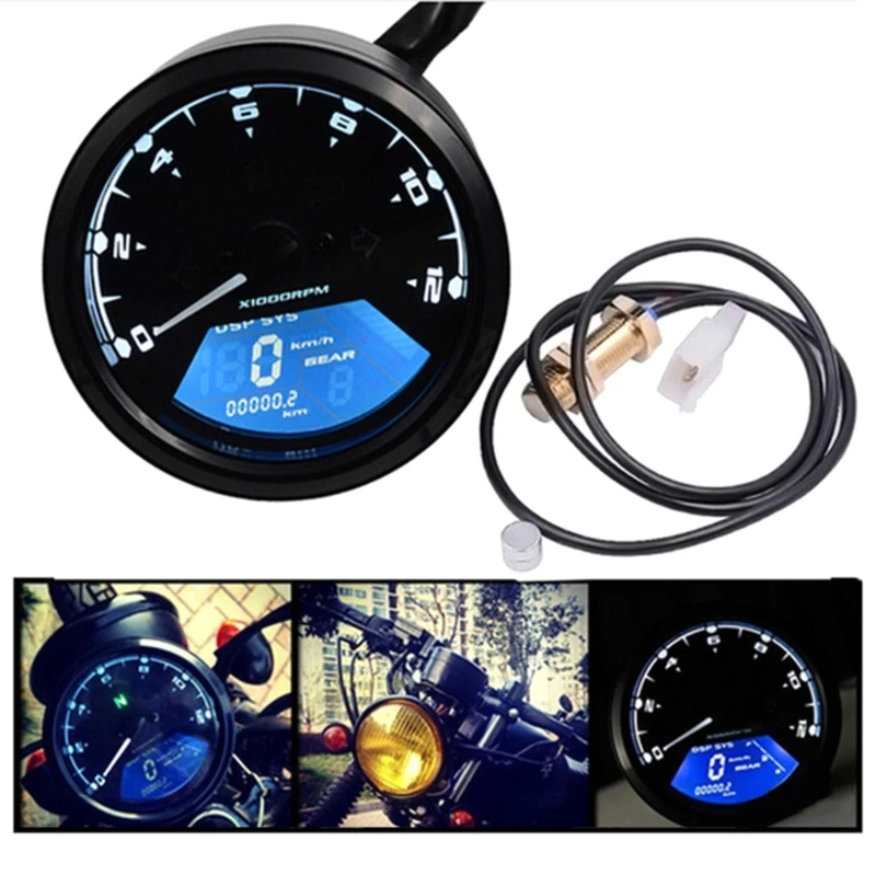 12V-Motorcycle-Speedometer-Tachometer-Fuel-Meter-Dashboard-Gauges-Dial ...