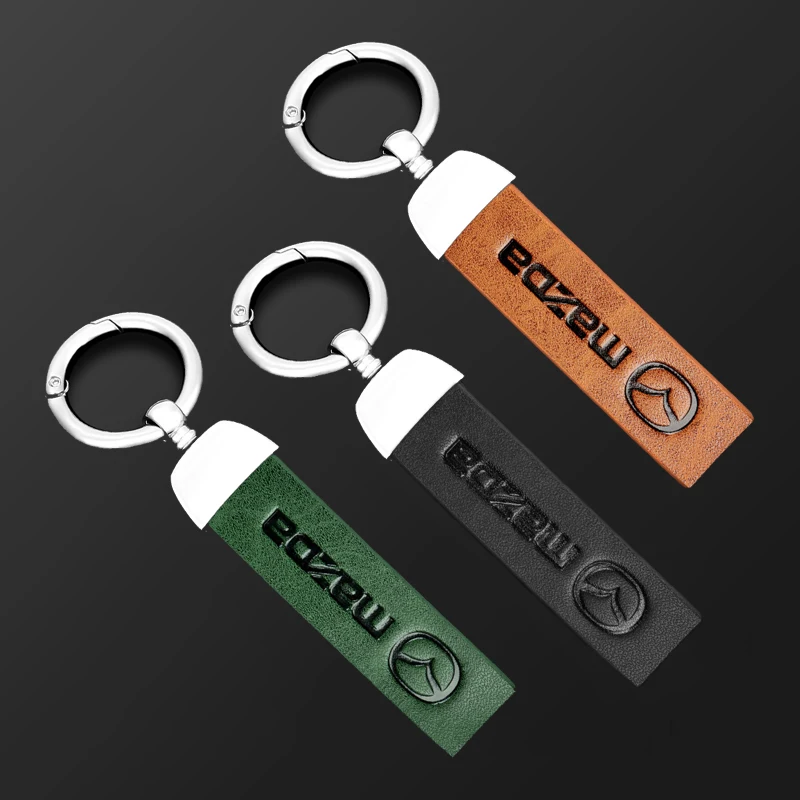 Mazda Logo Car Vintage Leather Keychain Ring Zinc Alloy Chain Key For ...