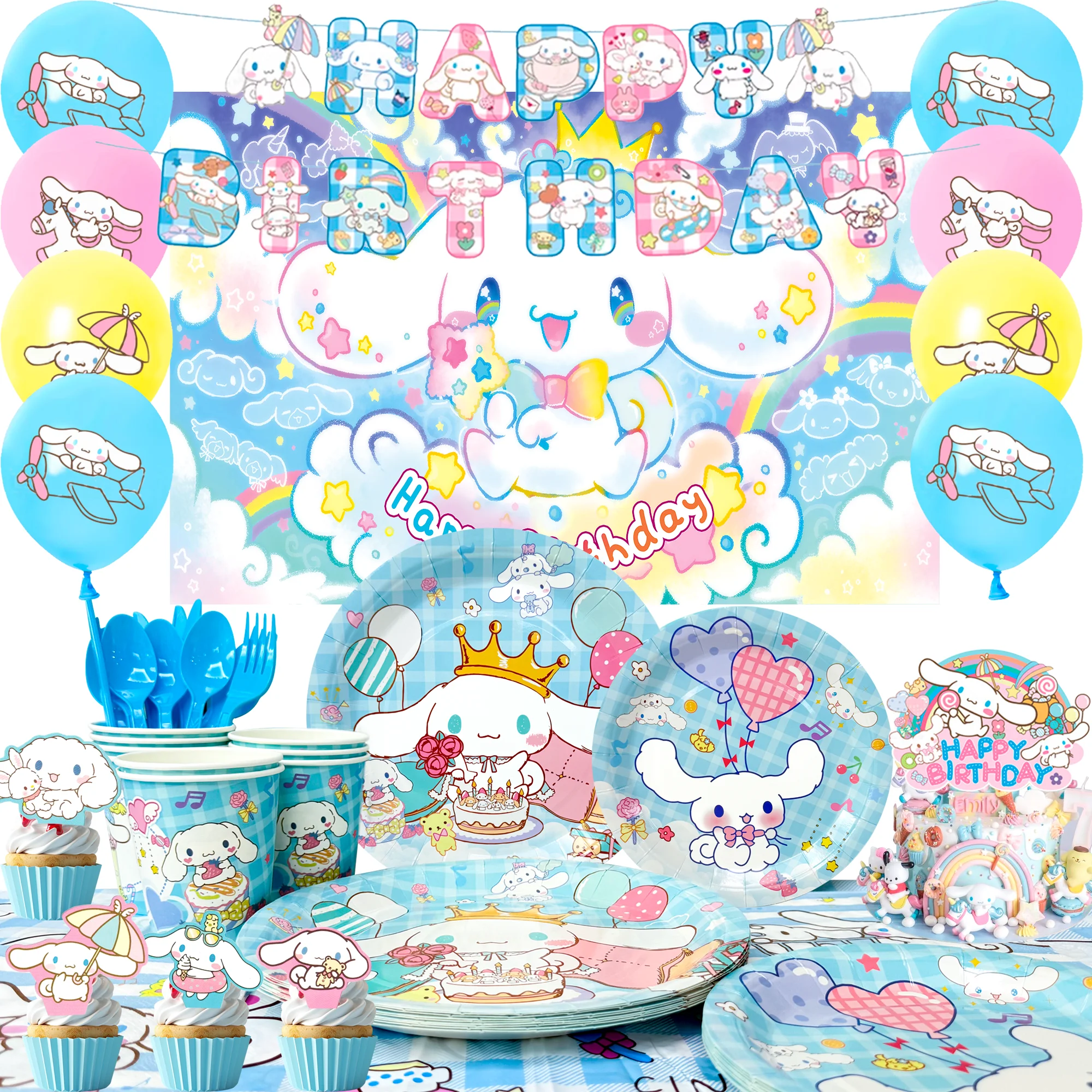 Cinnamoroll Birthday Supplies,108pcs Cinnamoroll Birthday Party ...