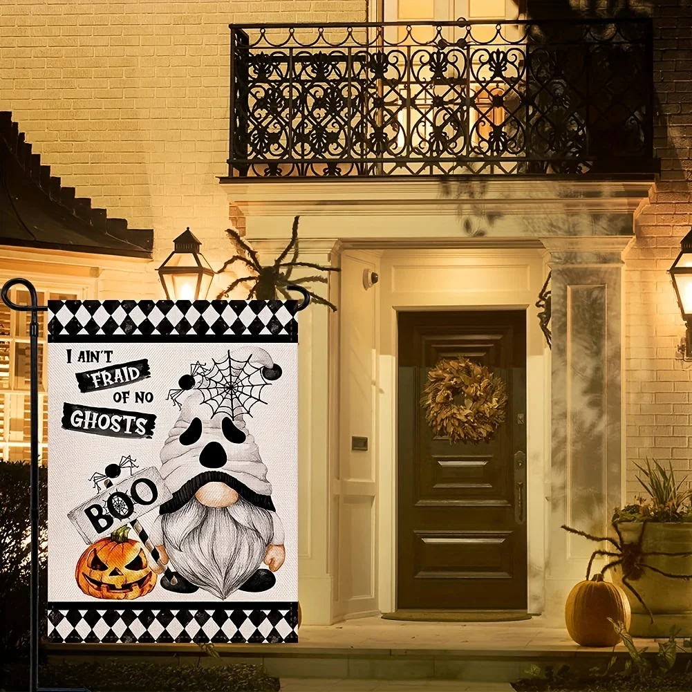 1 Halloween Ghost Dwarf Garden Spider Web Boo Country Decoration ...