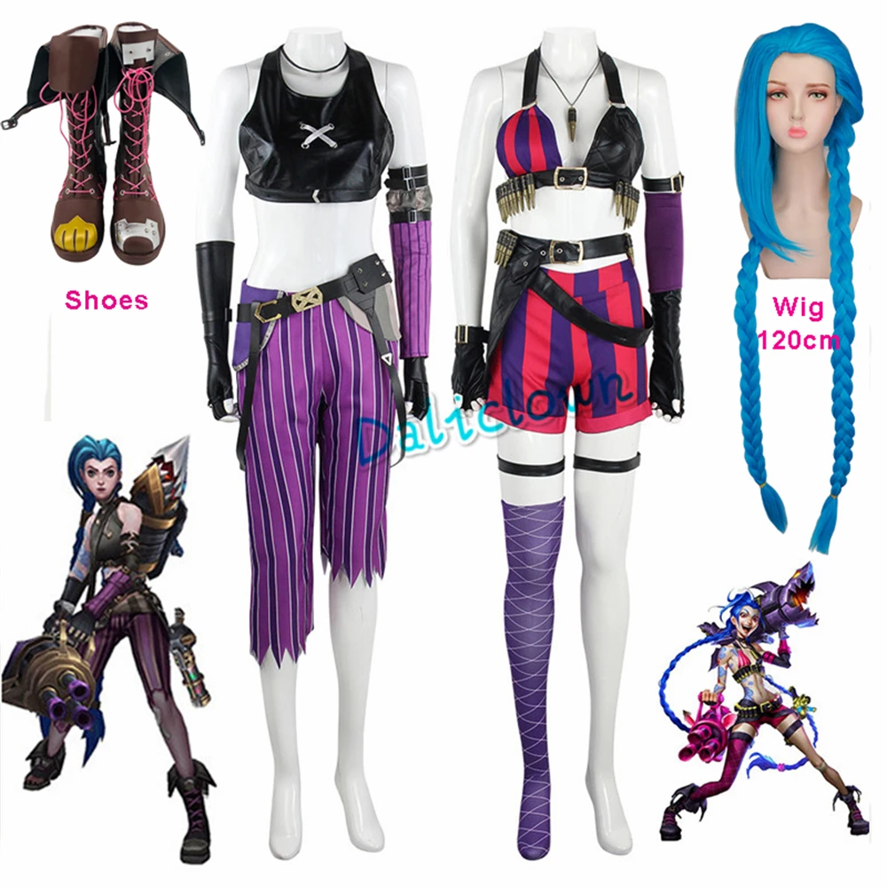 Lol jinx cosplay traje crit loli jinx arcane cosplay outfit sapatos ...