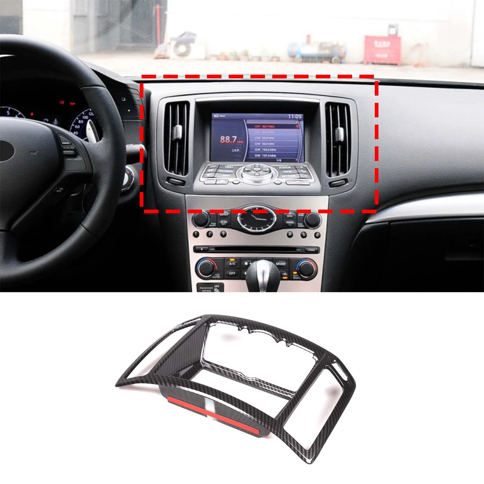 For Infiniti G25 G37 2007-2013 ABS Carbon Fiber Center Console Air ...
