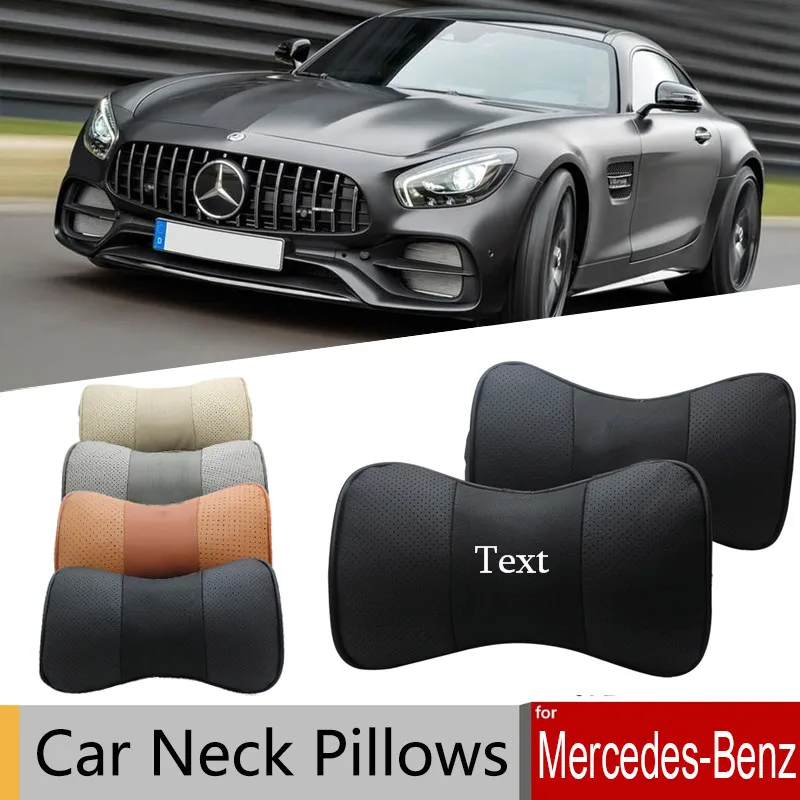 2x-Genuine-Leather-Car-Neck-Pillows-Auto-Seat-Headrest-for-Mercedes ...