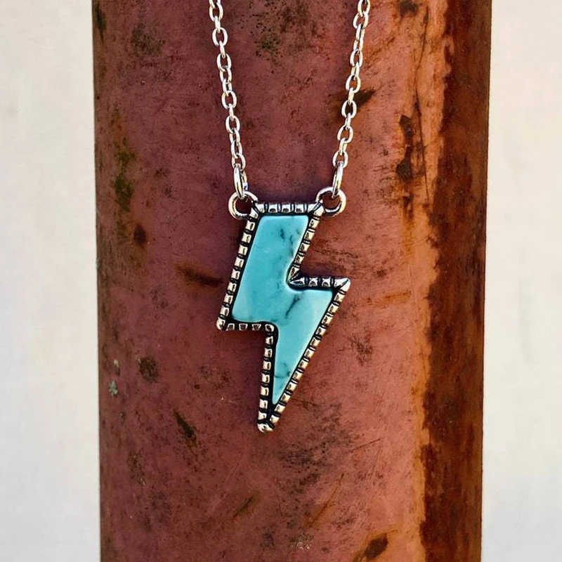 Collar-de-Rayo-de-piedra-azul-para-mujer-y-ni-a-joyer-a-de-Metal ...