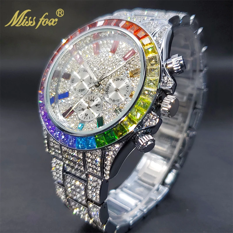 Rainbow Diamond Watch Men | Rainbow Diamonds Wrist Watch | Rainbow ...