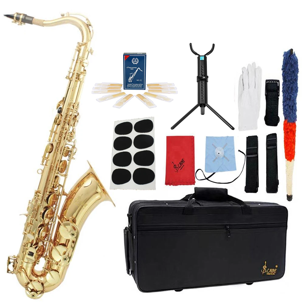 Professionele Bb Tenor Saxofoon Messing Gelakt Goud B Platte Sax ...