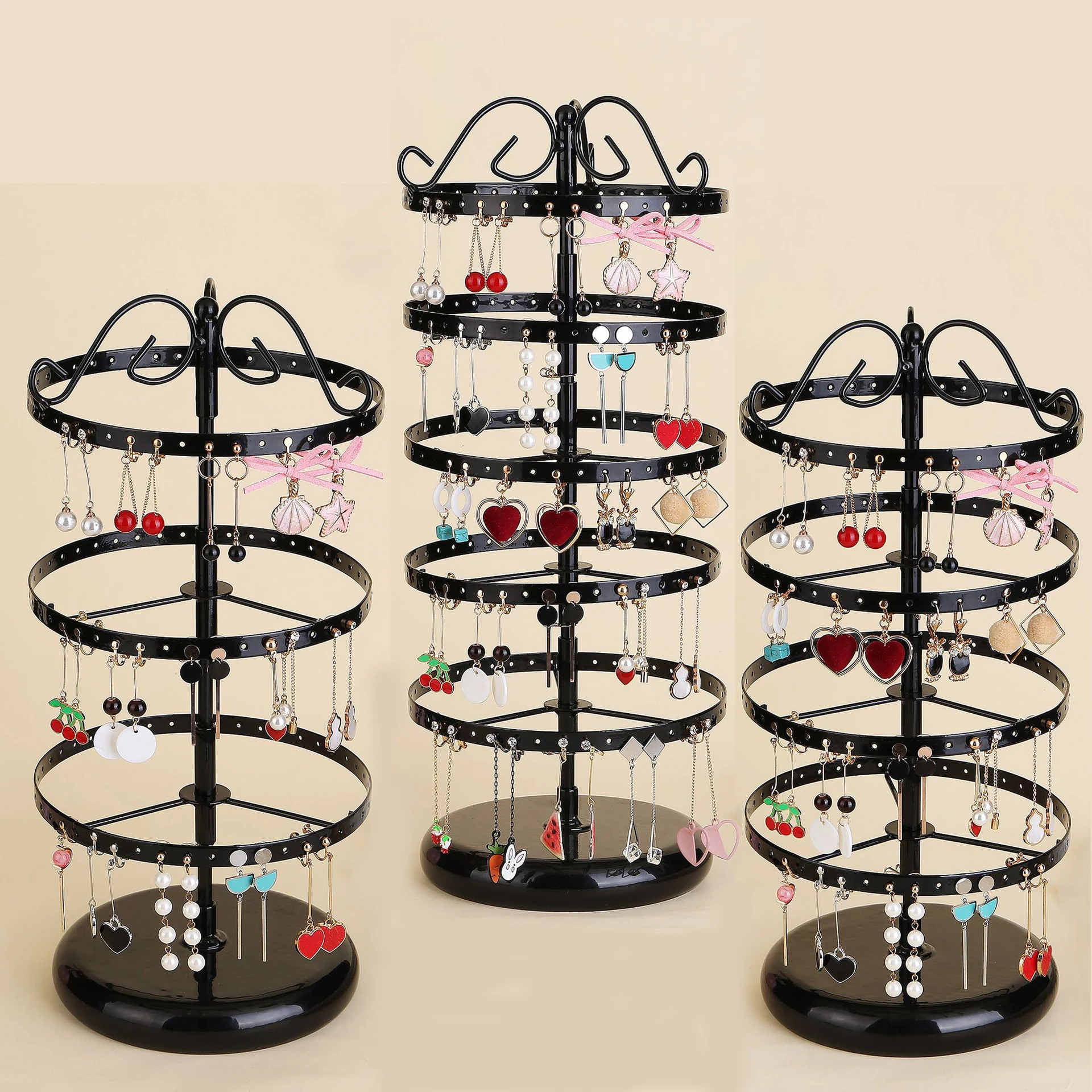 1pc Fashion Women Multifunctional Desktop Metal Rotating Earrings ...