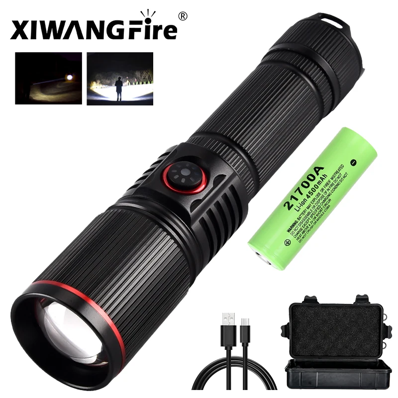 F313-Powerful-LEP-Flashlight-18650-or-21700-Battery-Zoom-Torch-Strong ...