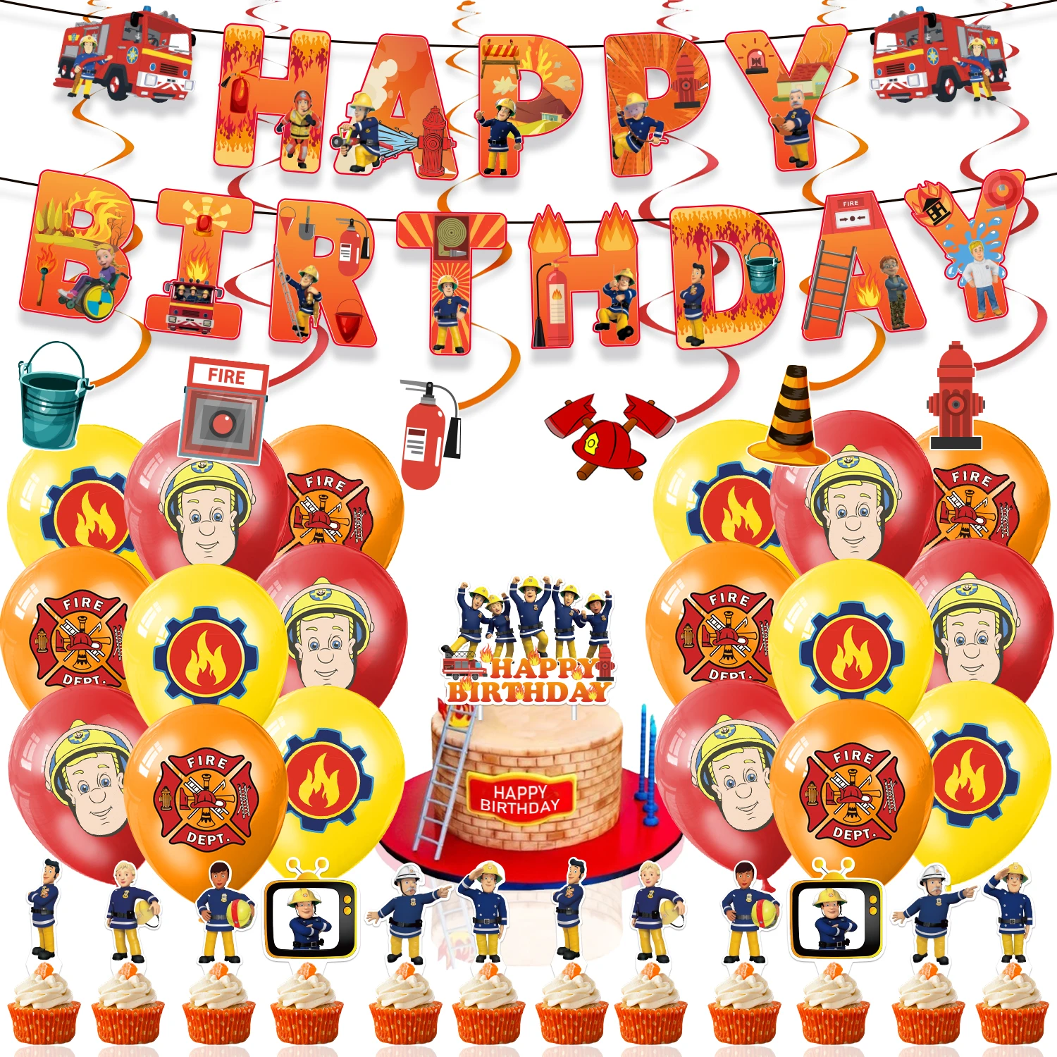 Fireman Sam Party Decorations Firefighter Themed Birthday Party ...