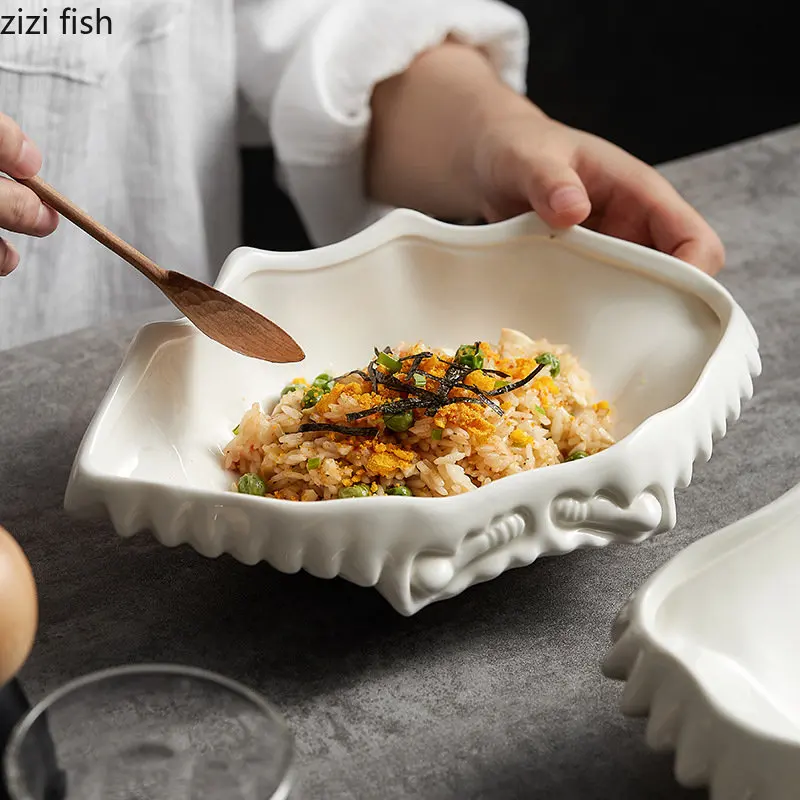 Crab-Shell-Ceramic-Dinner-Plate-Western-Food-Plates-Serving-Plate-Soup ...