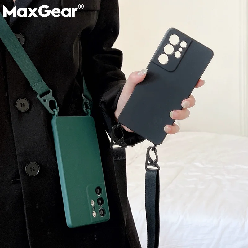 Capa de corda de cordão para Samsung Galaxy, Cordão Crossbody Strap, Capa de silicone macio, S23 ...