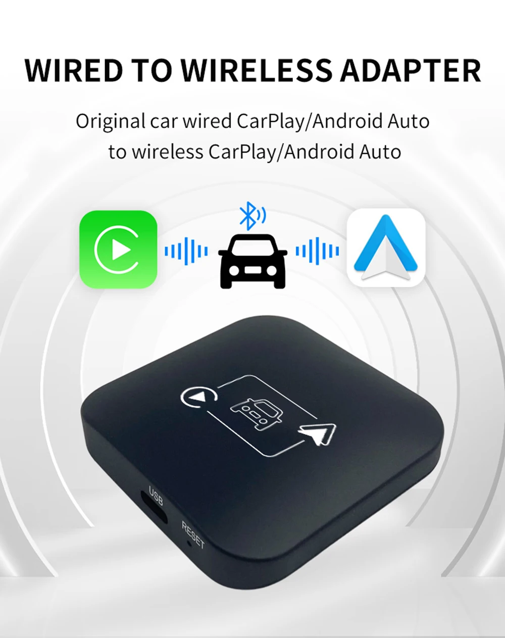 2 in 1 Mini Carplay & Android Auto Box Dongle Wired To Wireless For ...