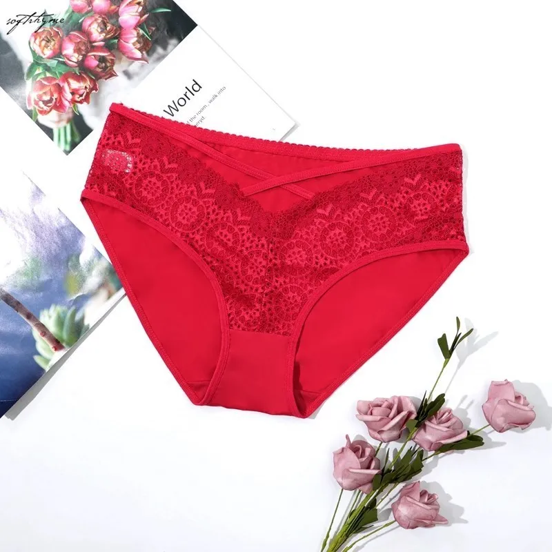 Softrhyme-Plus-Size-Women-Briefs-sexy-lace-see-through-panty-Mid-rise ...