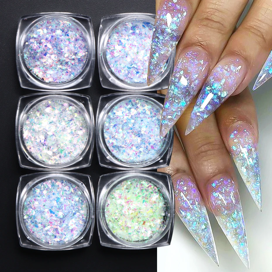 6Box-Holographic-Shiny-Glass-Nail-Sequins-Foils-Paper-Chameleon-AB ...