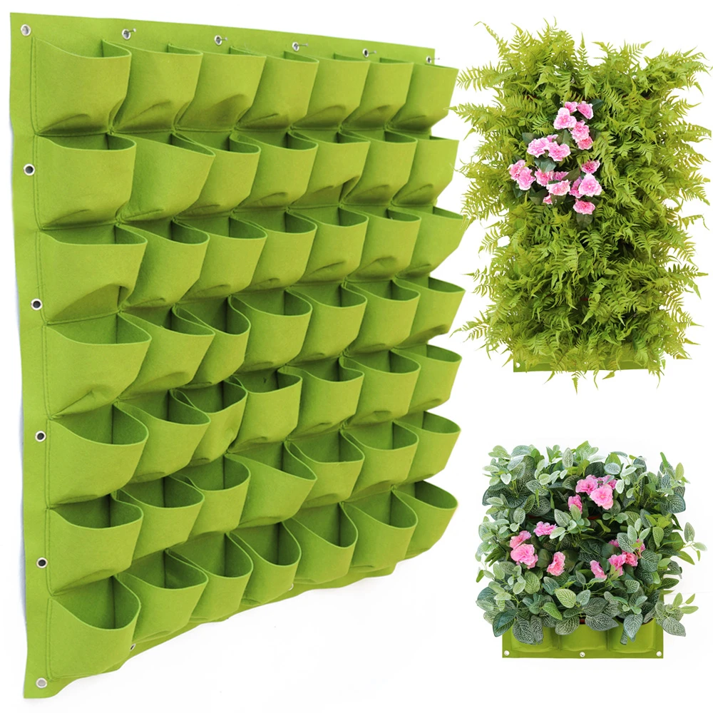 Wall Hanging Pockets Planting Bags Flower Pot Waterproof Grow Bag ...