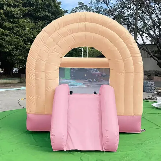 Kids Commercial Spacewalk Inflatable Rainbow Bouncy Castle White Pastel ...