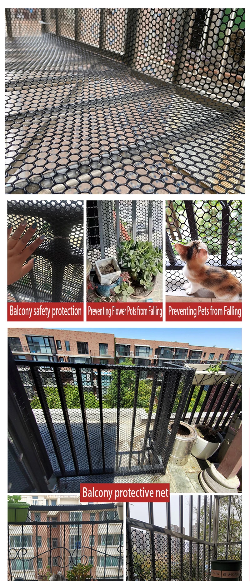 Filet de protection de balcon en PE,filet de sécurité domestique ...