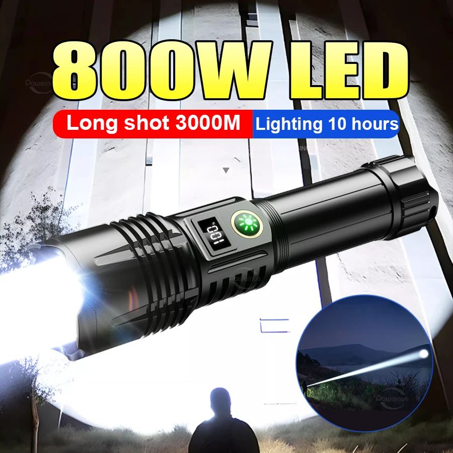 800W-High-Power-LED-Flashlight-3000M-Long-Range-Torch-Outdoor-Tactical ...