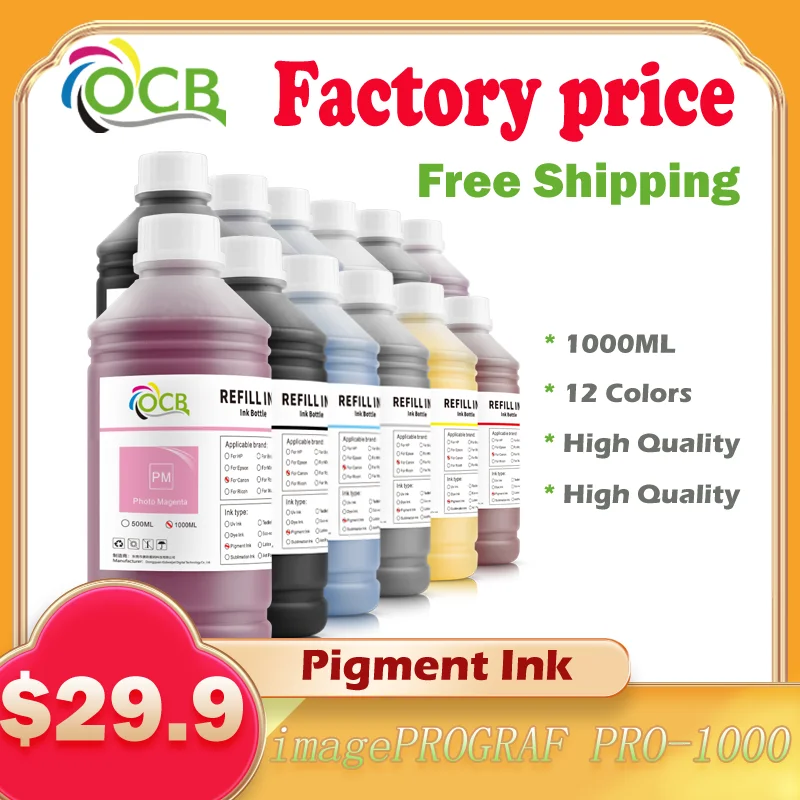 Pro-1000-PFI-1000-Pro1000-PIF1000-12Colors-1000ML-Bottle-Pigment-Ink ...