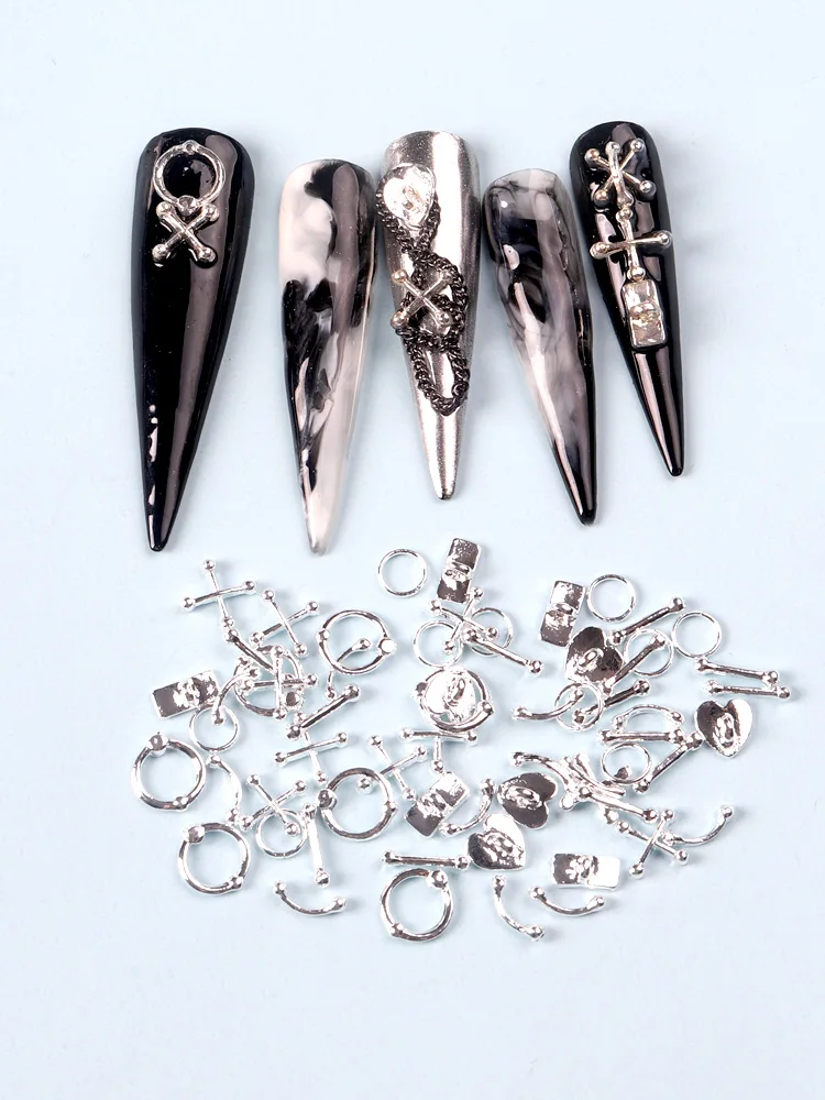 Mixed-3D-Punk-Silver-Metal-Parts-Manicure-Acess-rios-Nail-Decoration ...