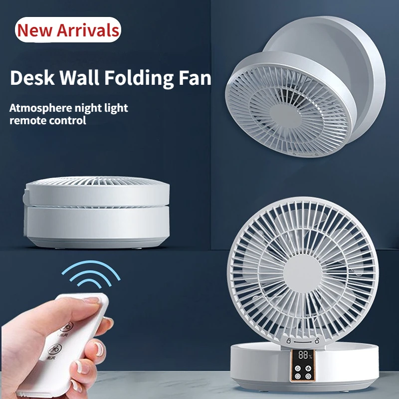 Folding Table Fan With Led Light Remote Control Wireless Free Punching ...