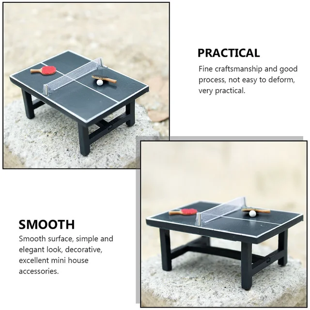 Mini Pong Table Miniature Model Dining Room Decor Imitation Tennis Kids ...