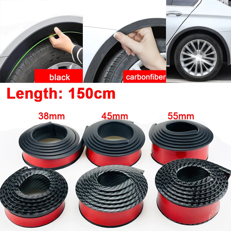 Universal Black Carbonfiber Fender Flare Car Wheel Eyebrow Rubber ...