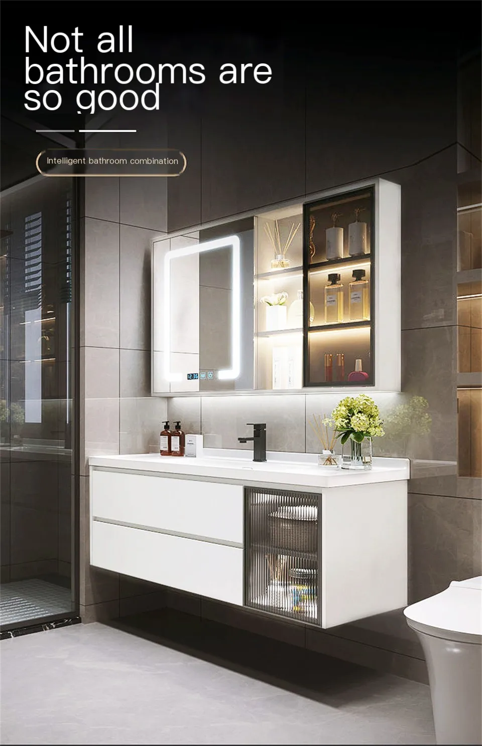 Châu Âu Mới Óc Chó 2 Bồn Rửa Nhôm Nhỏ 48 "Bộ Bộ Đôi Tủ Tủ Phòng Tắm ...