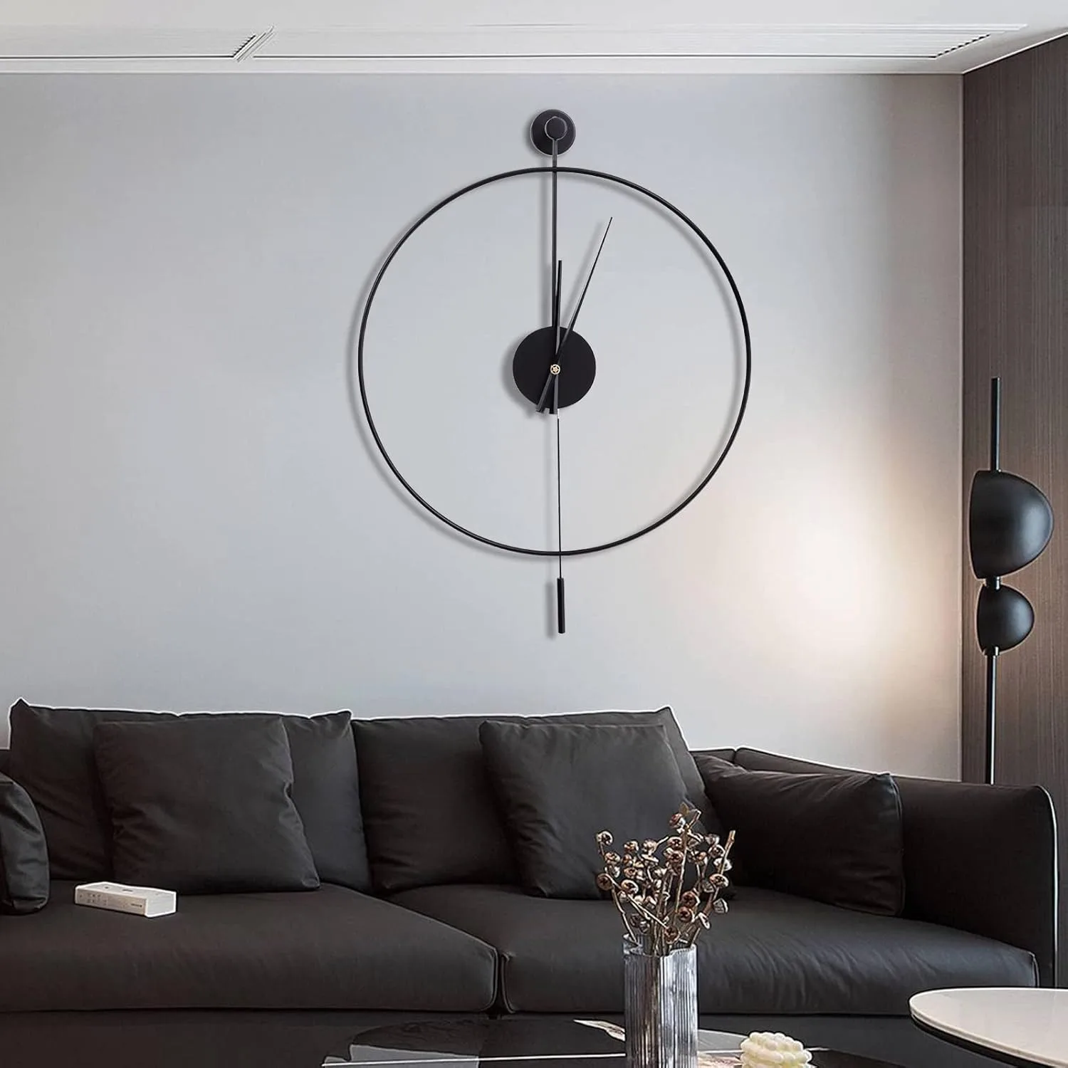 Classical-Large-Decorative-Wall-Clock-with-Pendulum-Modern-Non-Ticking ...