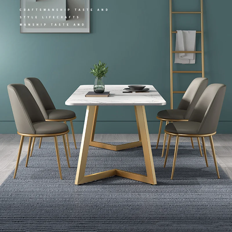 Modern Nordic Dining Table with Gold Legs – Assorted Produce