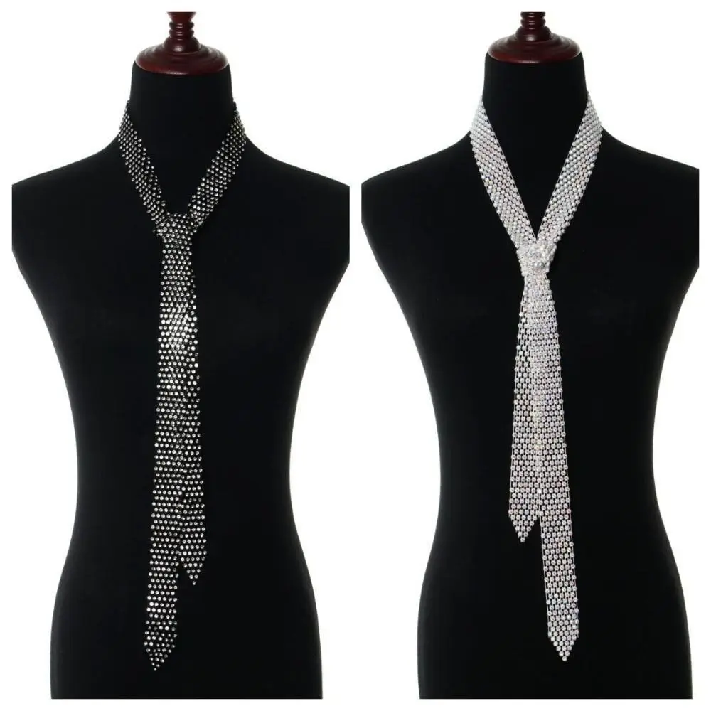 Bling Rhinestone Necktie Uniform Tie Women Neck Tie Daily Party Dance ...