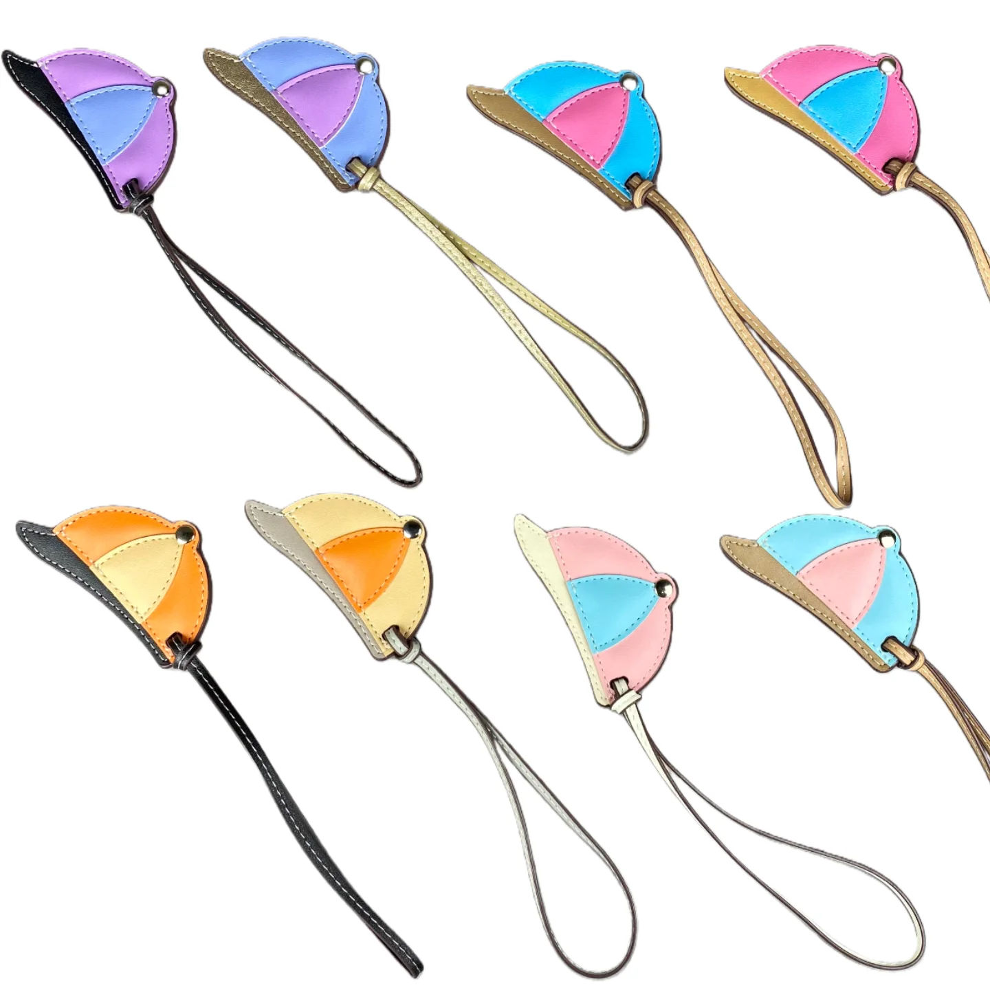 PU Leather Baseball Cap Keychain, Handmade Peaked Hat Charm with Color ...