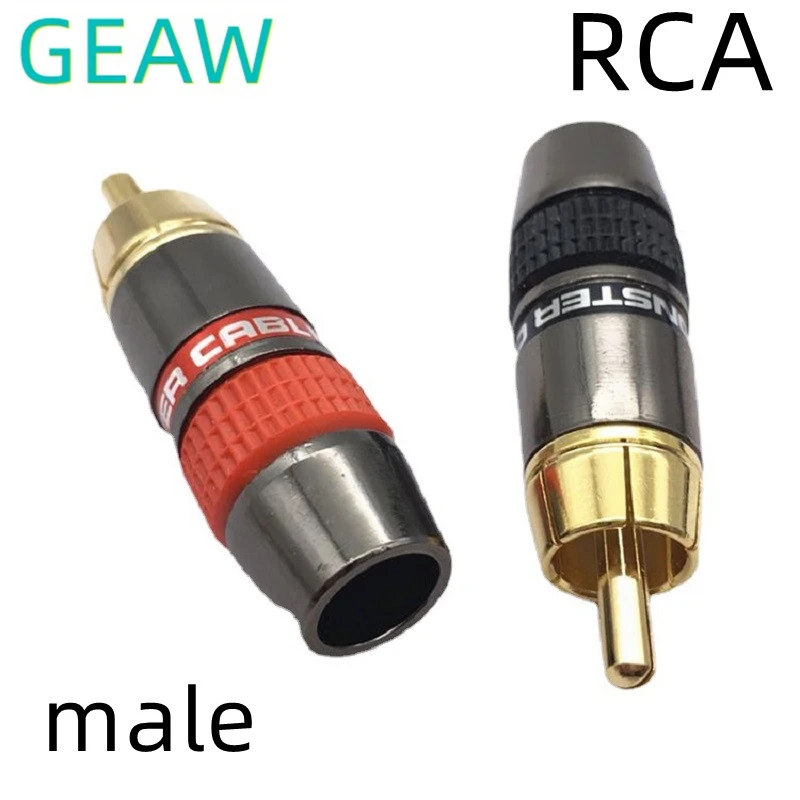 10pcs RCA Male Lotus Plug Audio Signal Wire Terminal 8mm Wire Hole ...