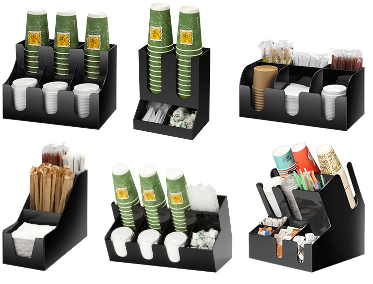 Multifunctional-Paper-Cup-Holder-Black-Acrylic-Paper-Towel-Straw-Cup ...