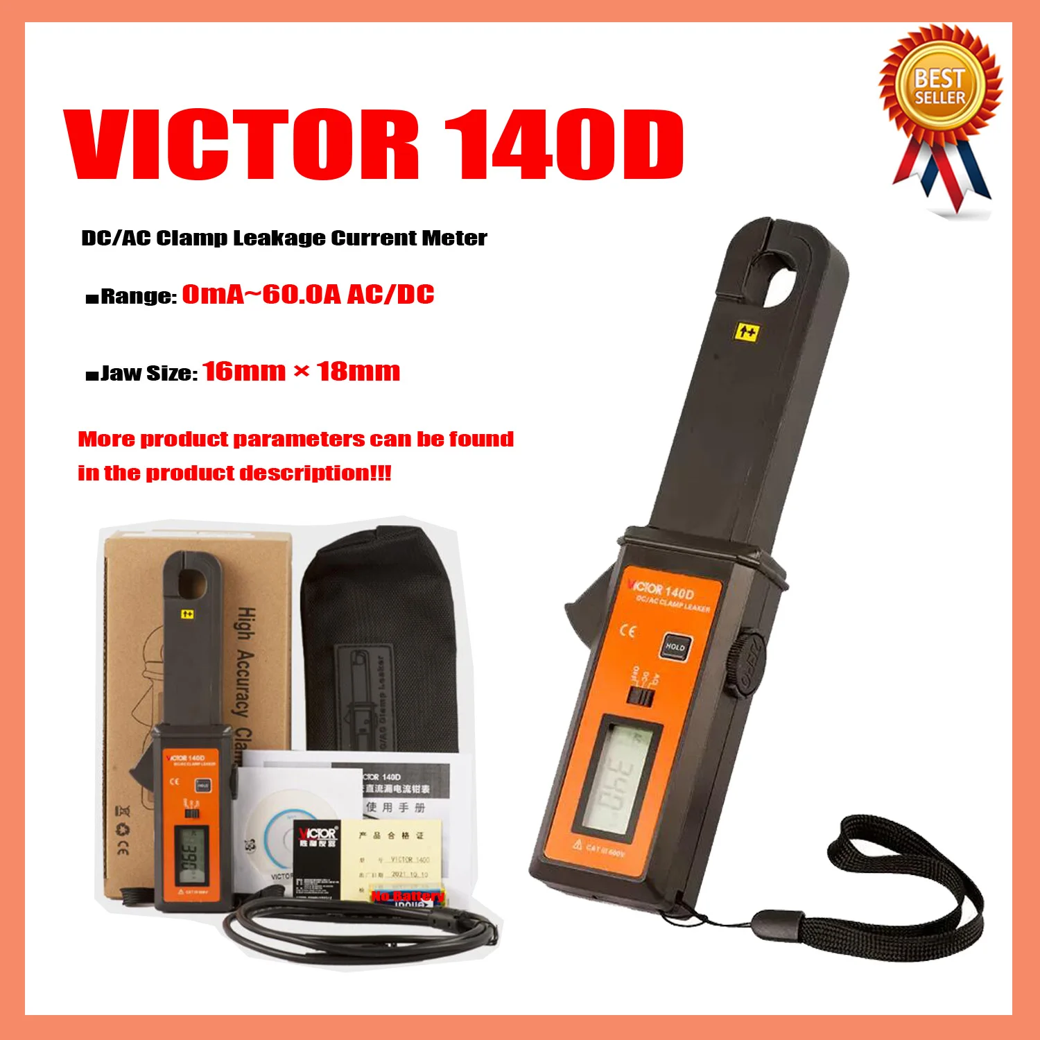 VICTOR 140D High-precision Clamp Meter DC/AC Clamp Leakage Current ...