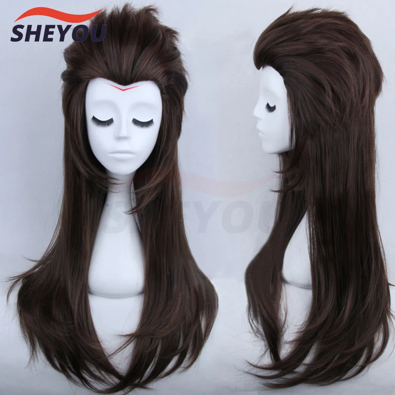 Sallyface-Larry-70cm-Long-Slicked-back-Brown-Mixed-Heat-Resistant-Hair ...