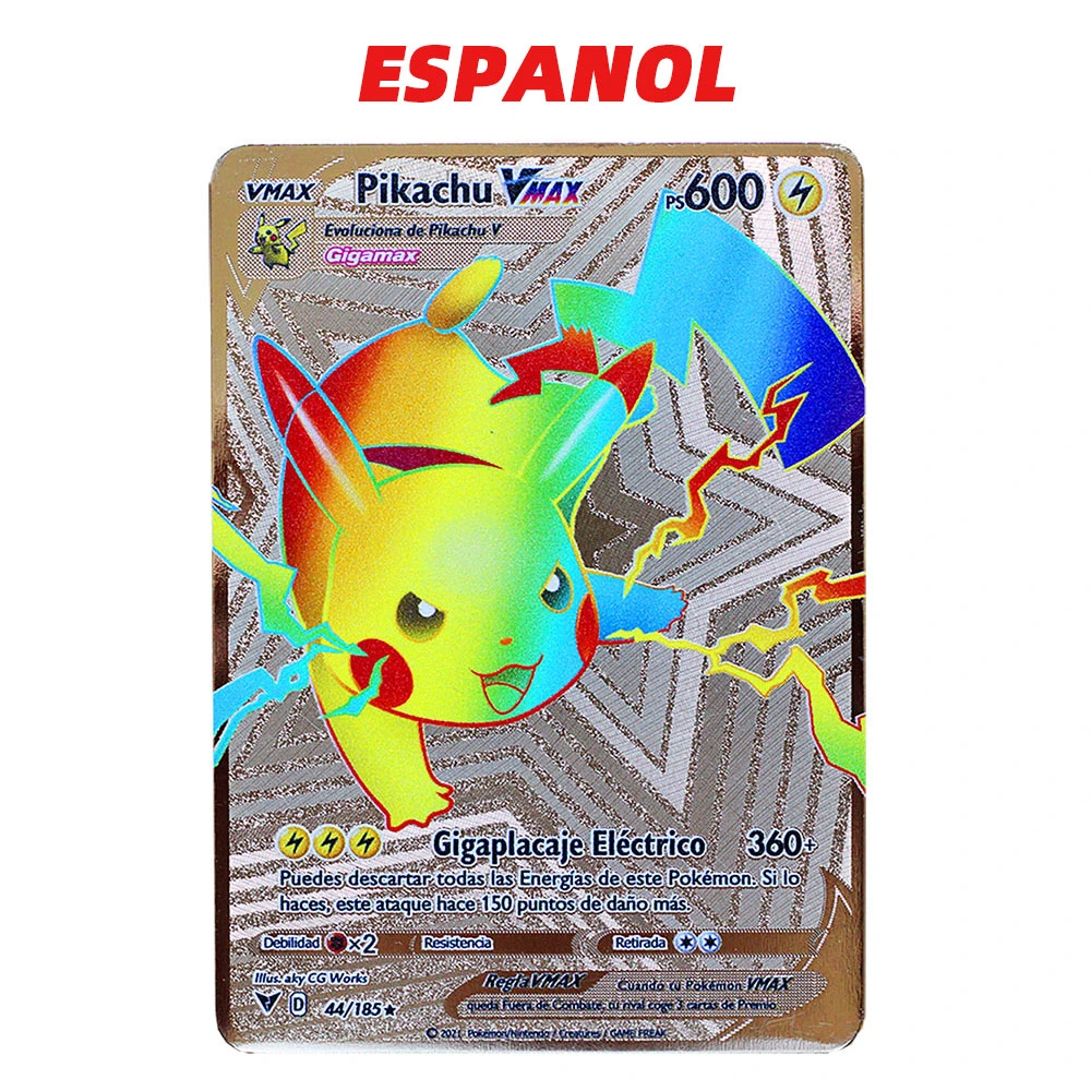 600PS Pikachu Vmax Pokemon Cards Metal Spanish Cards Arceus Charizard ...
